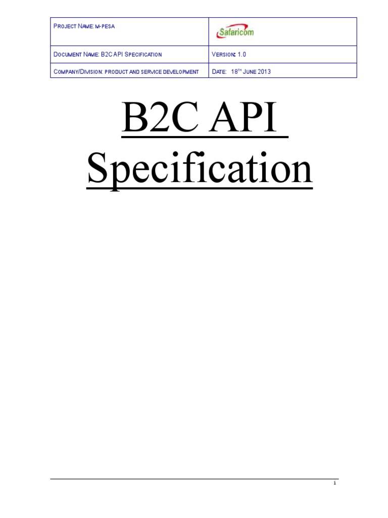 M-Pesa Developing B2C Interface API Description | PDF | Application ...