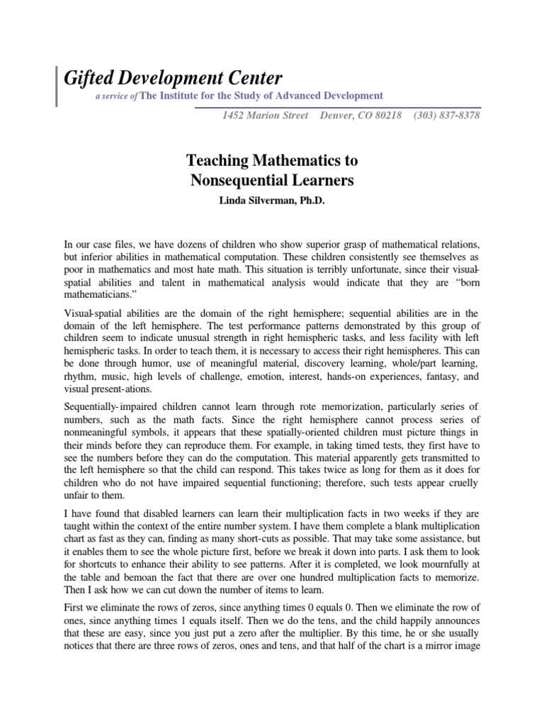 Non Sequential Learners | PDF | Division (Mathematics) | Teaching Mathematics