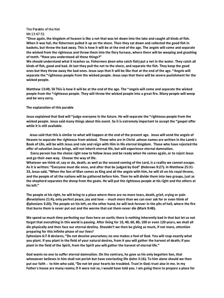 The Parable of the Net | Parables Of Jesus | Eternal Life (Christianity)