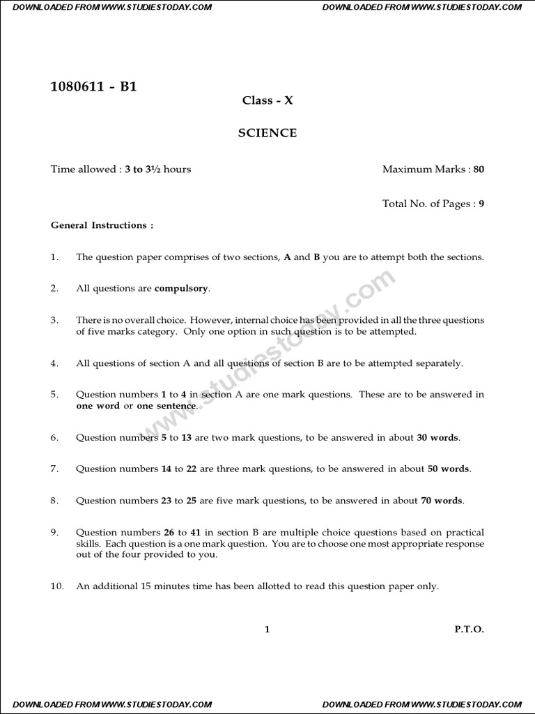 CBSE Class 10 Science Exam Paper 2010 | PDF | Redox | Electromagnetic ...