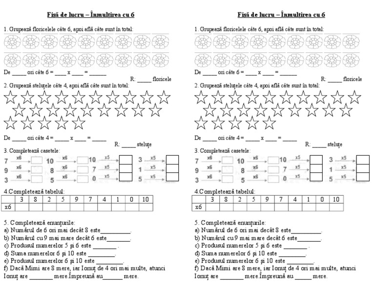 1.Fisa de Lucru- Inmultirea Cu 6