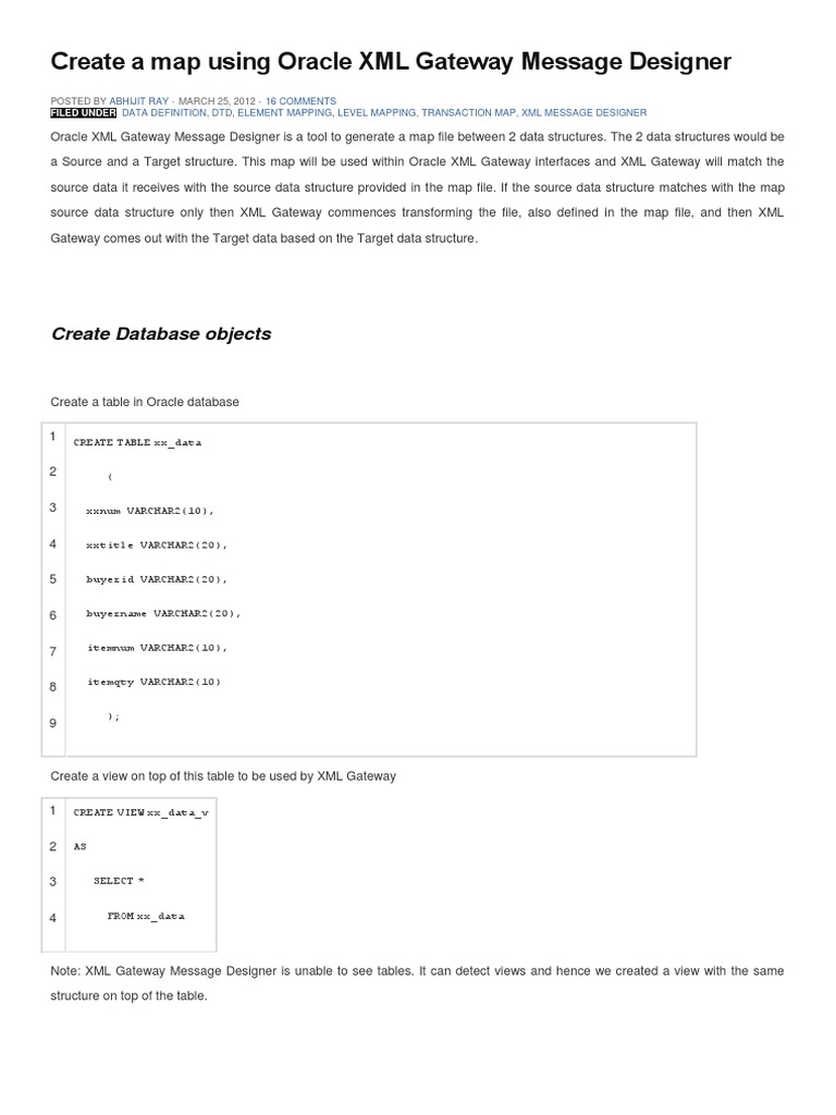 Create A Map Using Oracle Xml Gateway Message Part 3 Pdf Xml Databases 8616