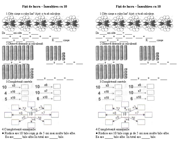 4.fisa de Lucru - Inmultirea Cu 10 | PDF