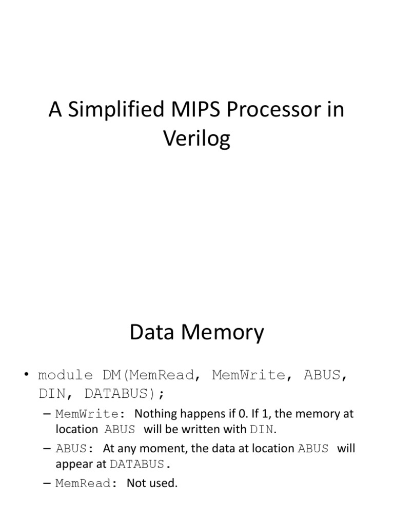 Verilog MIPS Implementation | PDF | Instruction Set | Mips Instruction Set