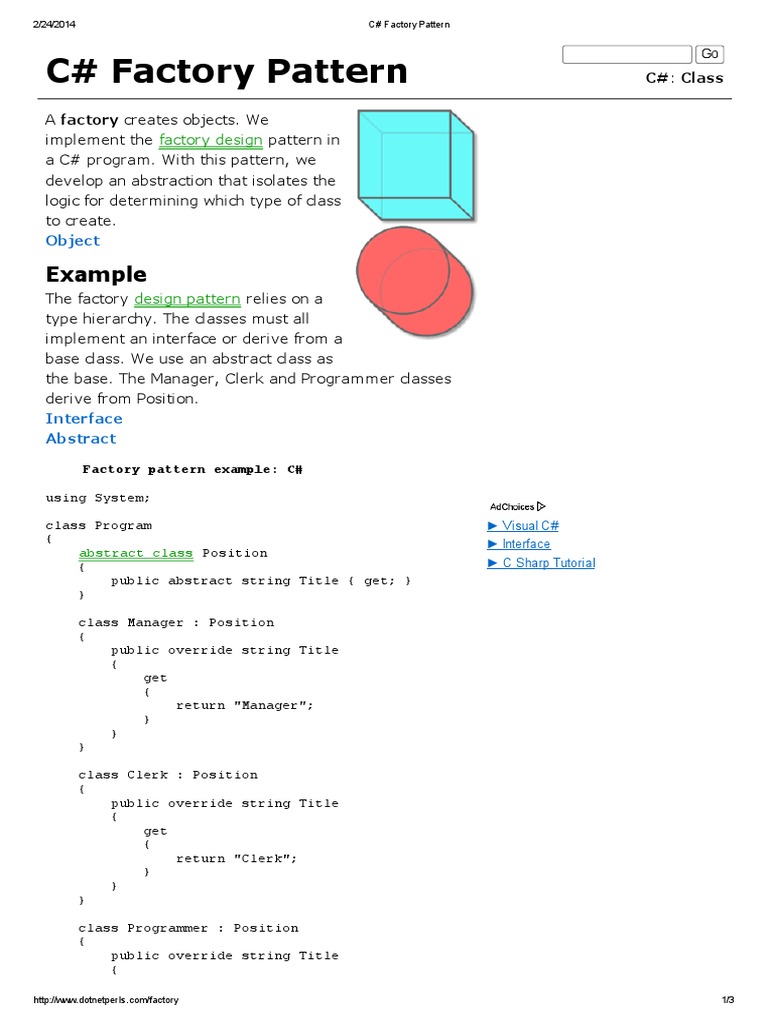 C# Factory Pattern | PDF | Data Type | C Sharp (Programming Language)