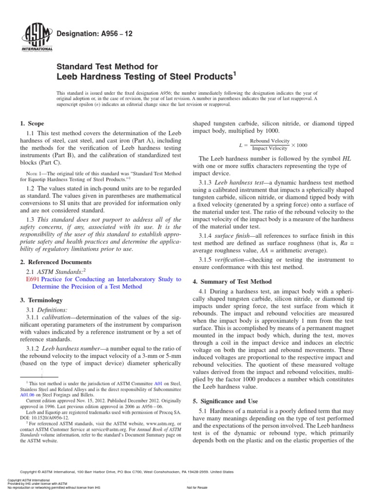 Astm A956-12 | PDF