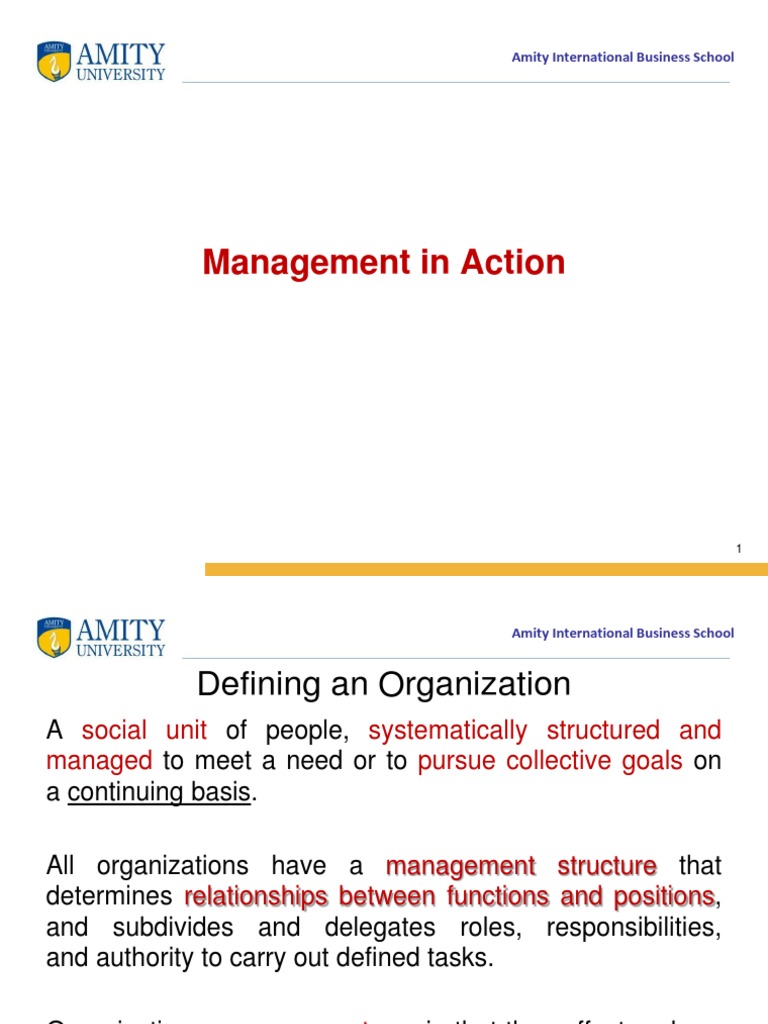 Management in Action: Amity International Business School | PDF ...