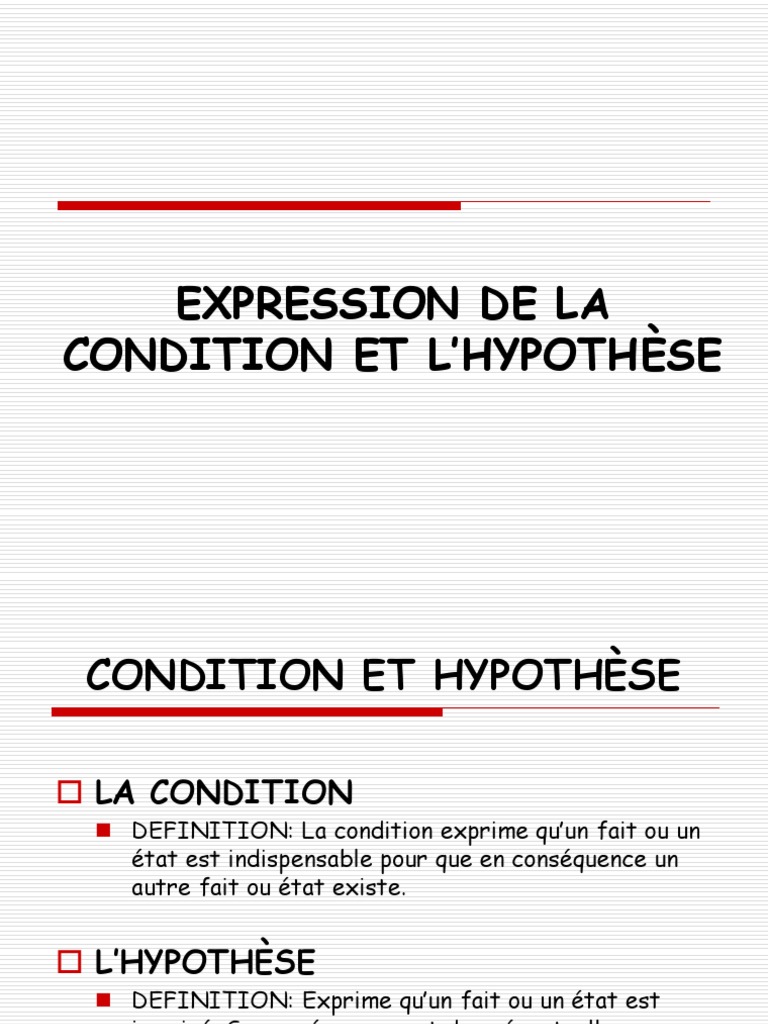 Expression de La Condition Et de L'hypothèse | PDF | Clause | Syntaxe