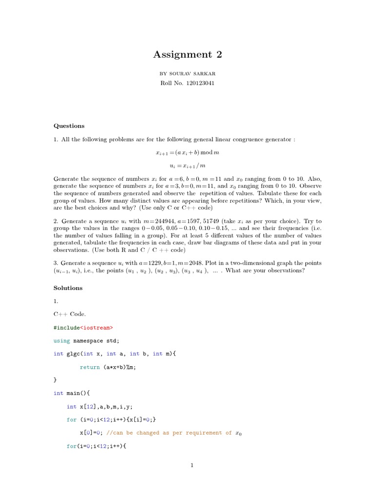 Linear Congruential Generator | PDF | Statistical Theory | Computer Programming