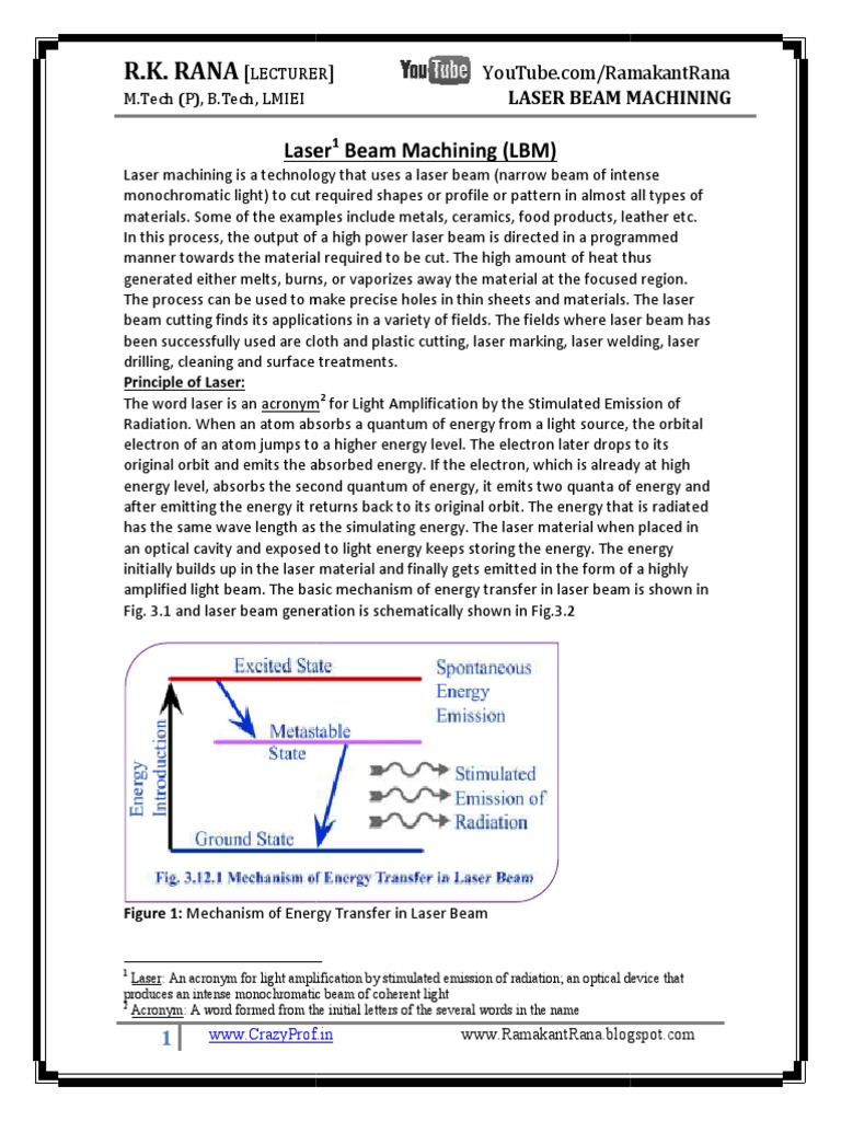 Laser Beam Machining (LBM) | PDF | Laser | Machining