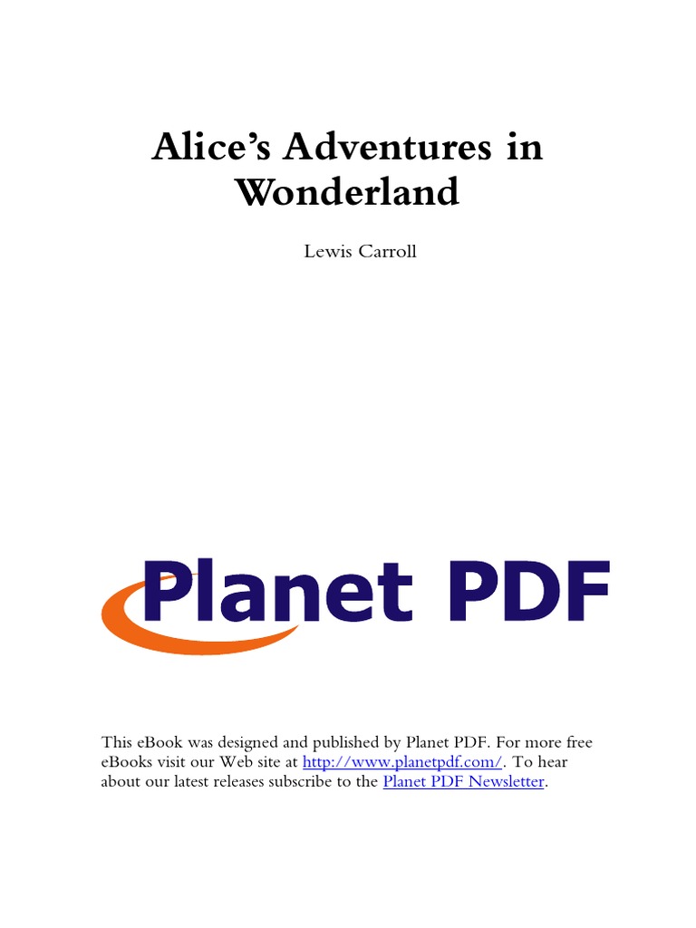 Alices Adventures in Wonderland | PDF | Alice (Alice's Adventures In ...