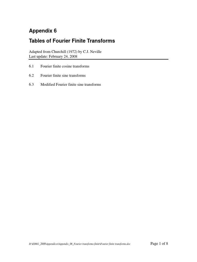 Fourier Finite Transforms | PDF