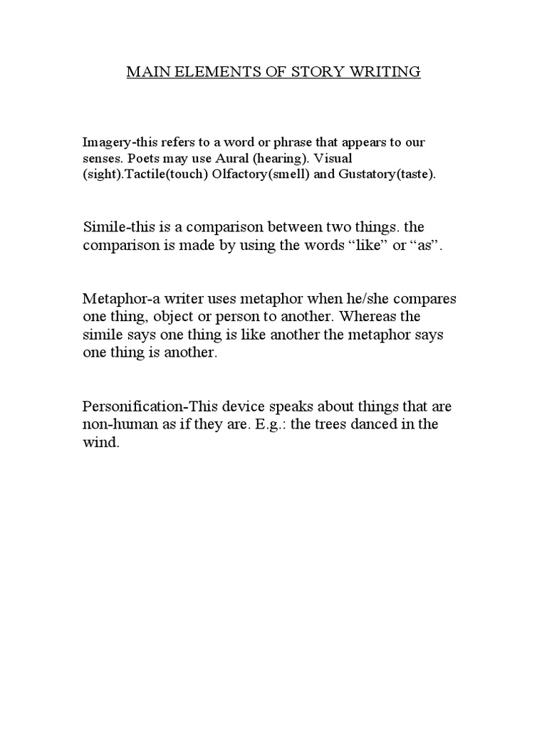 Key Elements of Story Writing | PDF | Language Arts & Discipline | Poetry