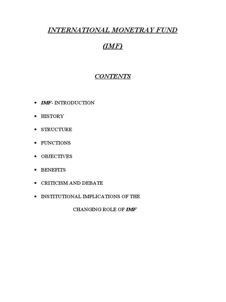 International Monetray Fund (IMF) | PDF | Federalism | International ...