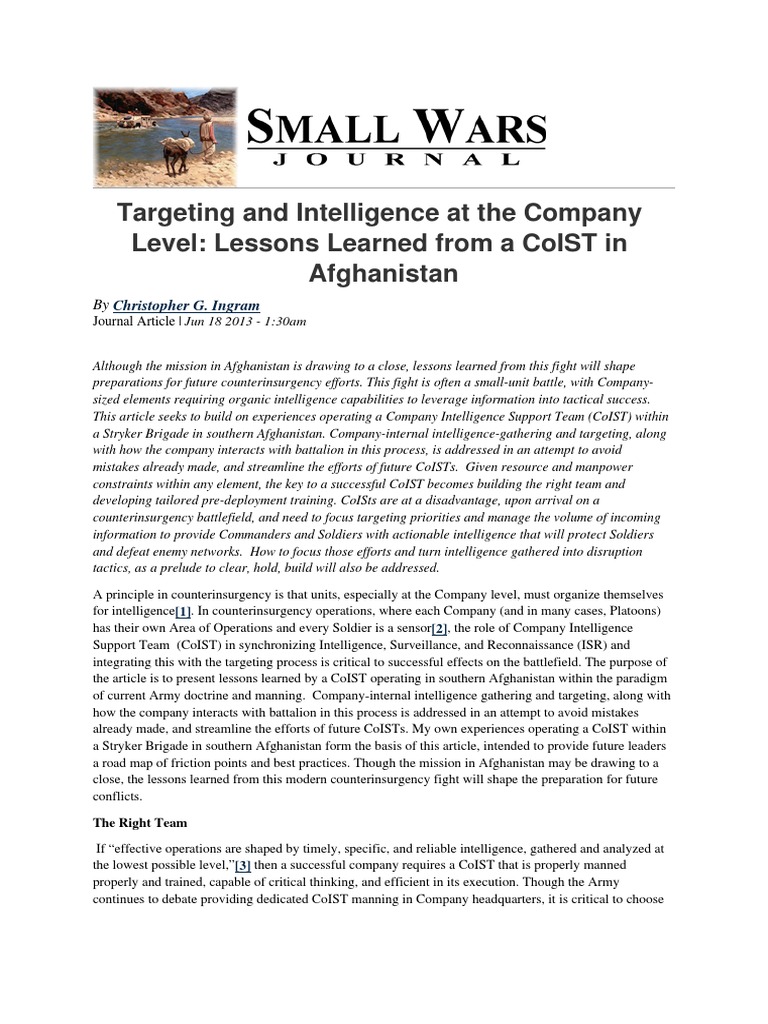 Targeting and Intelligence at The Company Level - Lessons Learned From ...