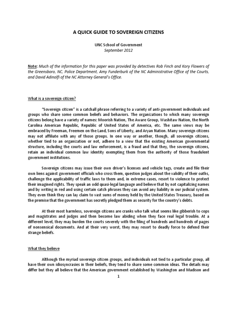 Sovereign Citizens Briefing Paper -II | Citizenship | Identity Document