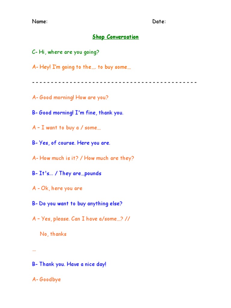 Shop Conversation | PDF | Language Arts & Discipline