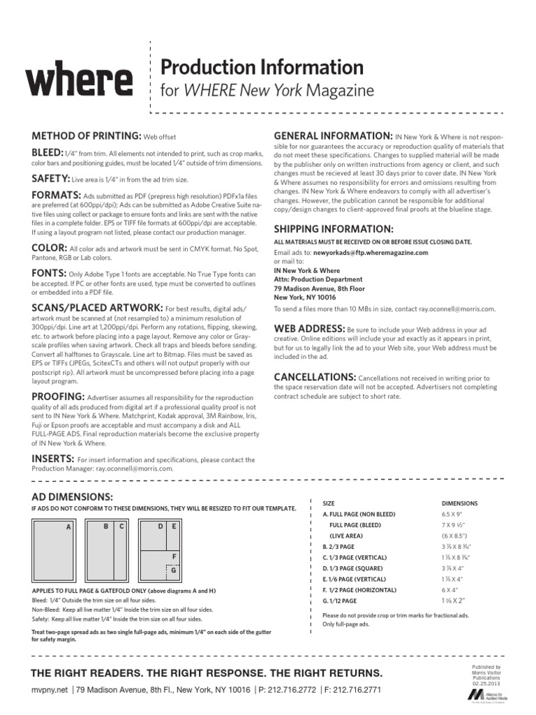 Where Production Spec Sheet | PDF | Page Layout | Written Communication
