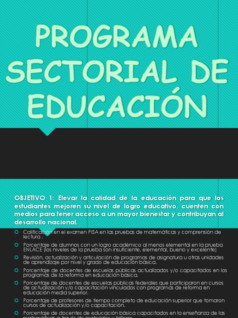 Presentacion - Programa Sectorial de Educación | PDF | Educación primaria | Educación Secundaria
