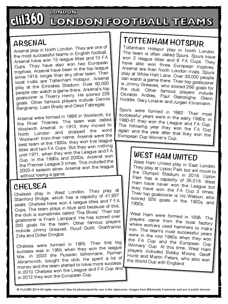London Football Teams | PDF | Tottenham Hotspur F.C. | Arsenal F.C.