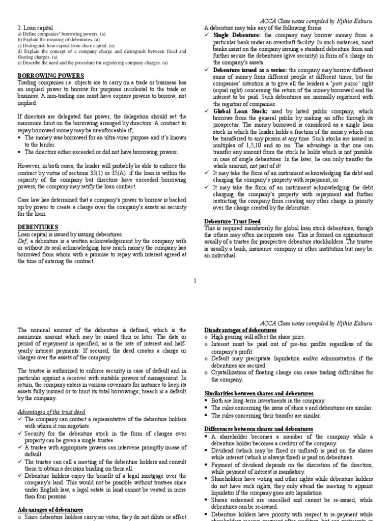Loan Capital Notes | Download Free PDF | Loans | Debenture