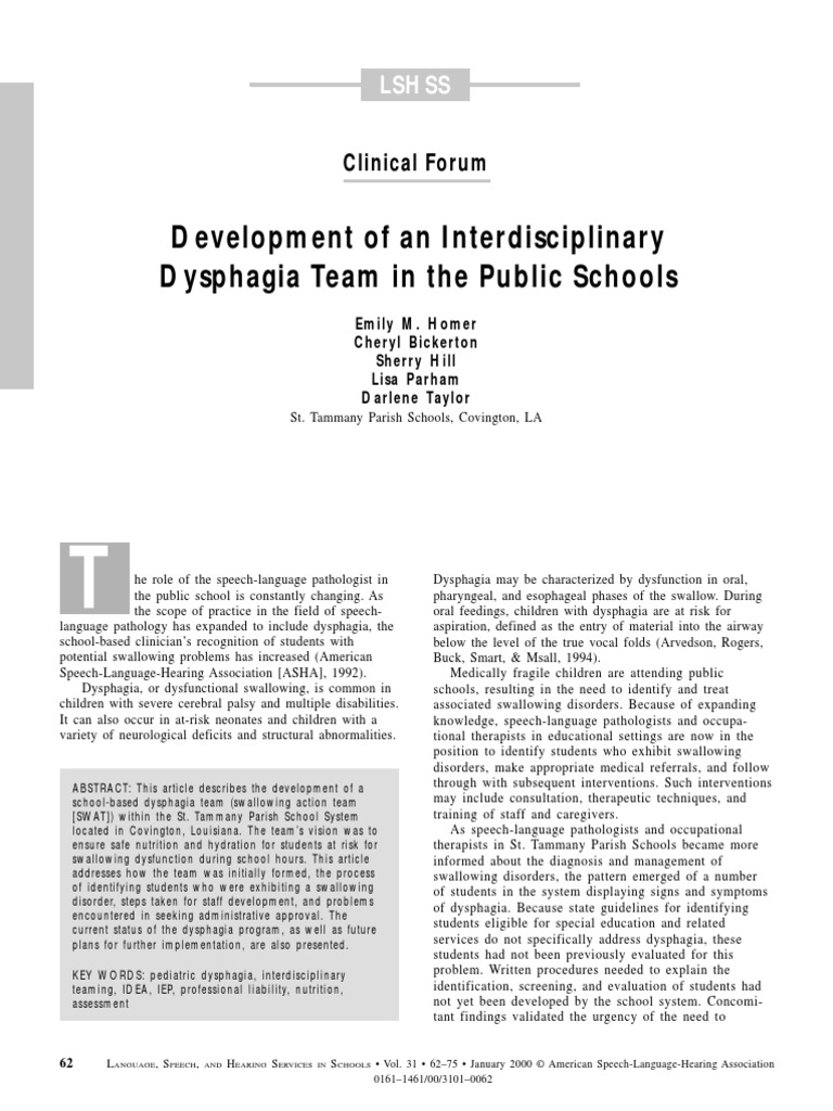 Dysphagia Team in The Public Schools | PDF | Speech Language Pathology ...