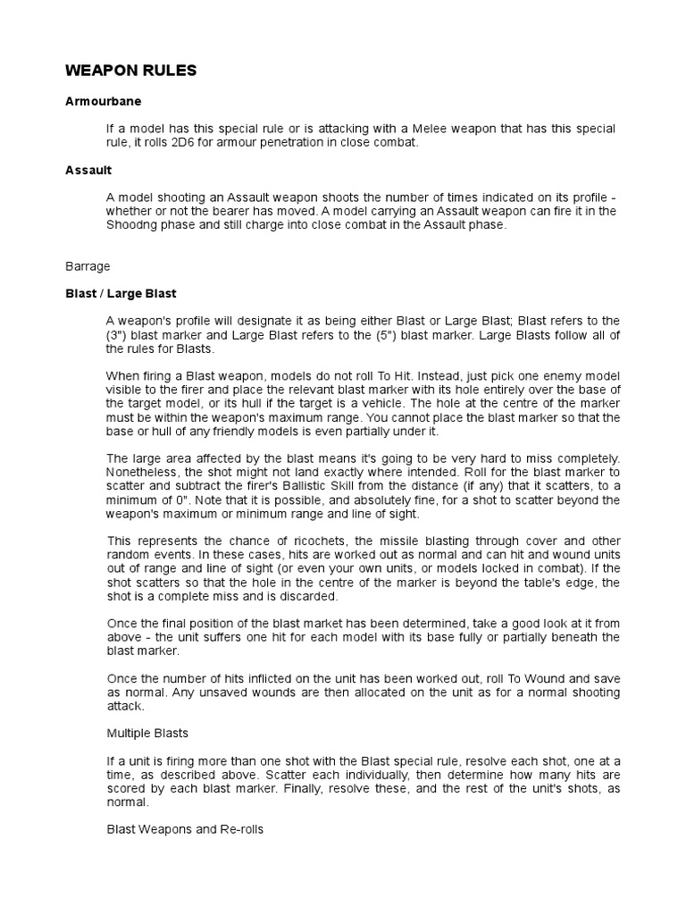 Weapon Rules | PDF | Military Science | Military Equipment