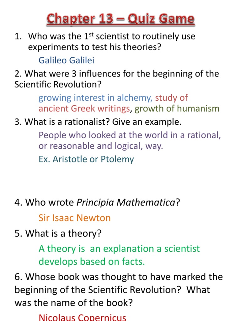 Chapter 13 Quiz Game | PDF | Scientific Revolution | Johannes Kepler