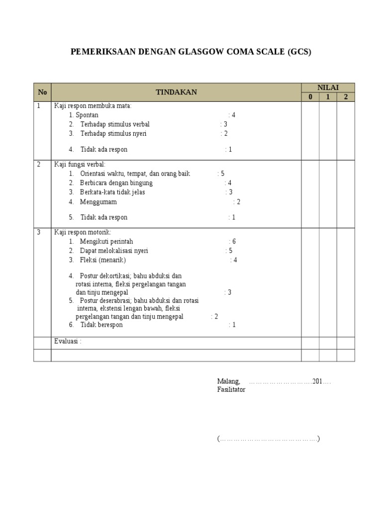 Sop Pemeriksaan GCS | PDF