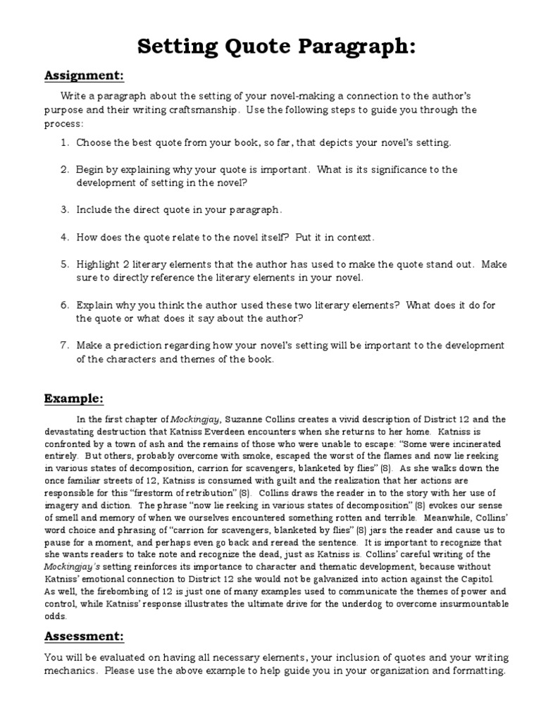 Setting Quote Paragraph Assignment and Example | PDF | Books