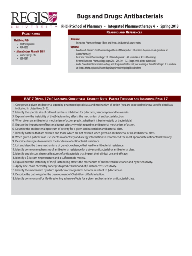 Bugs & Drugs | PDF | Beta Lactamase | Antibiotics