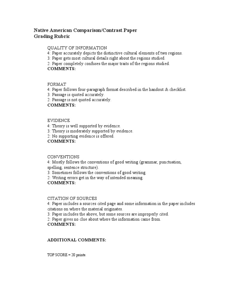 Native American Cultural Analysis Rubric | PDF