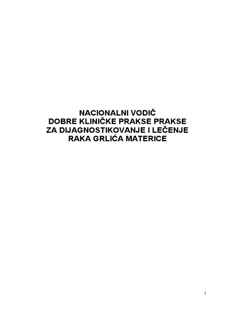 Vodic Za Dijagnostikovanje ILecenje Raka Grlica Materice | PDF