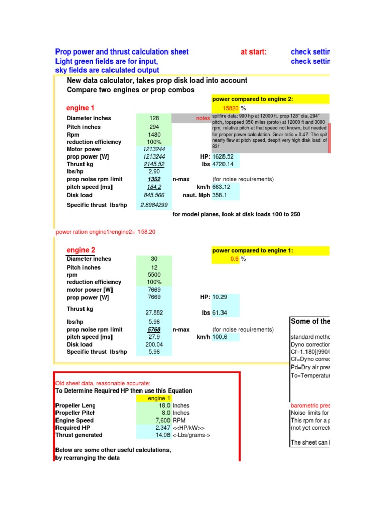 Propeller Power and Thrust Calculator | PDF | Propeller | Engines