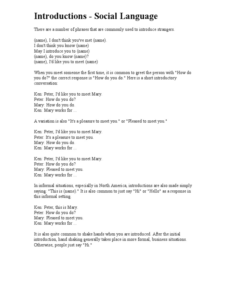 Social Language | PDF | Leisure