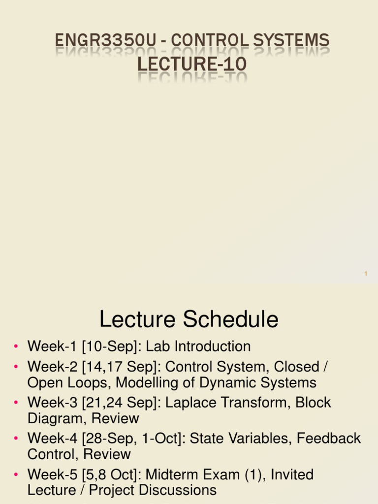 Lec 10 | PDF | Steady State | Control Theory