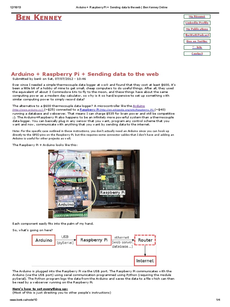 Arduino Raspberry Pi Sending Data To The Web Pdf Raspberry Pi Usb