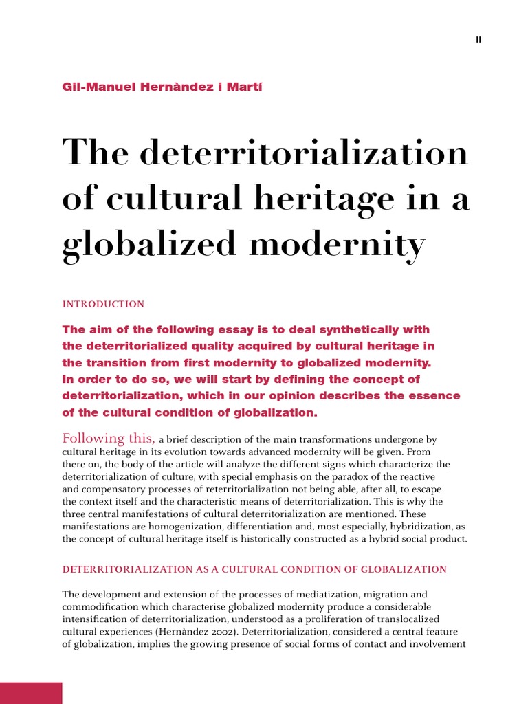 The Deterritorialization of Cultural Heritage in A Globalized Modernity ...