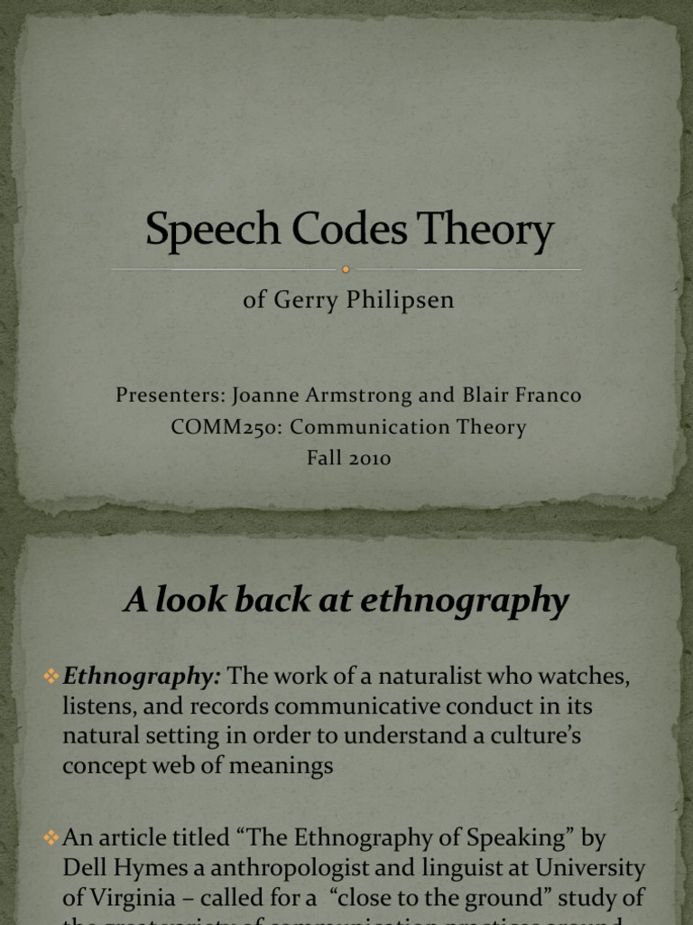 COMM 250 Speech Codes Theory Presentation - Revision 3 For Class | PDF ...