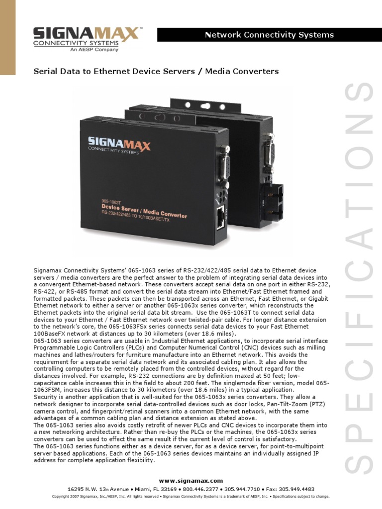 SignaMAX Mediaconverter Datasheet | PDF | Business