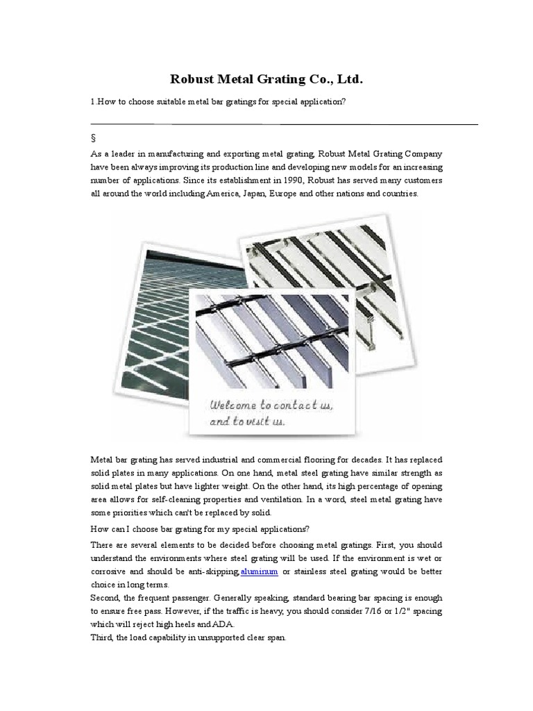 Robust Metal Grating Co | PDF | Steel | Metals