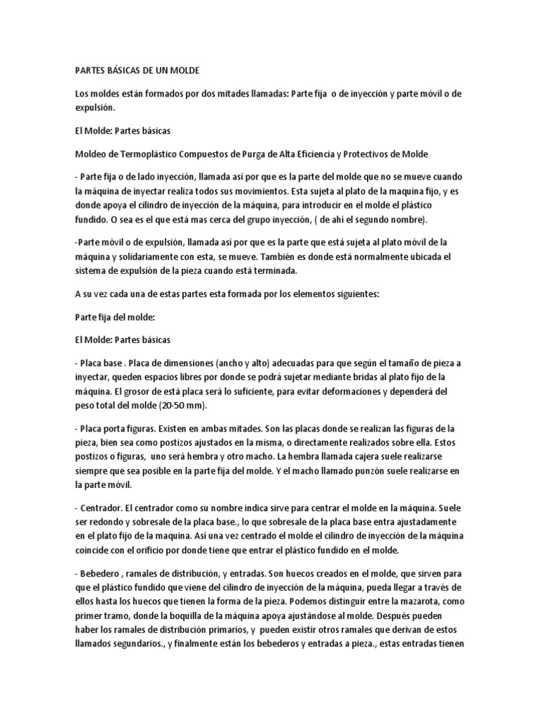 Partes Básicas de Un Molde | PDF | El plastico | Science