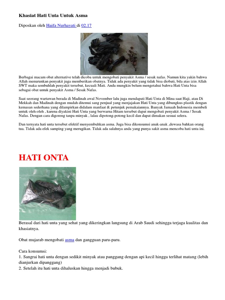 Khasiat Hati Unta Untuk Sakit Asma | PDF | Griya & Taman