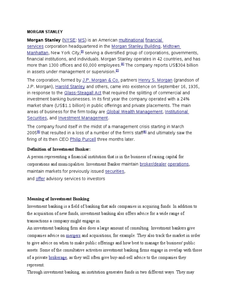 MORGANSTANLEY | PDF | Investment Banking | Morgan Stanley