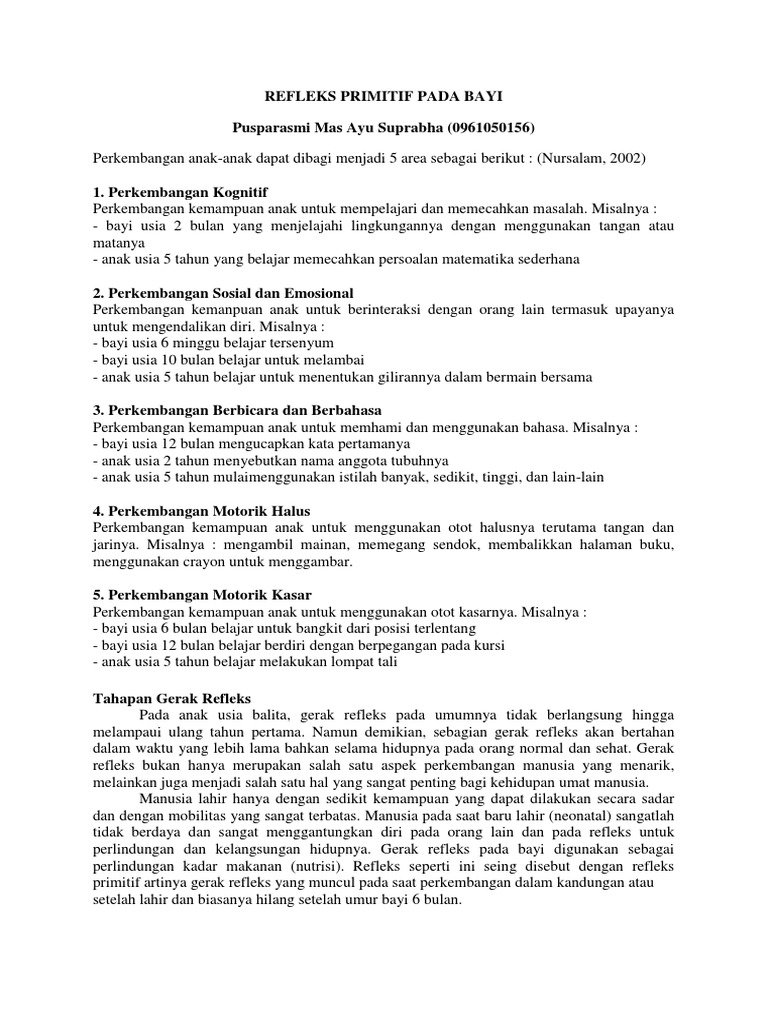 Refleks Primitif Pada Bayi | PDF