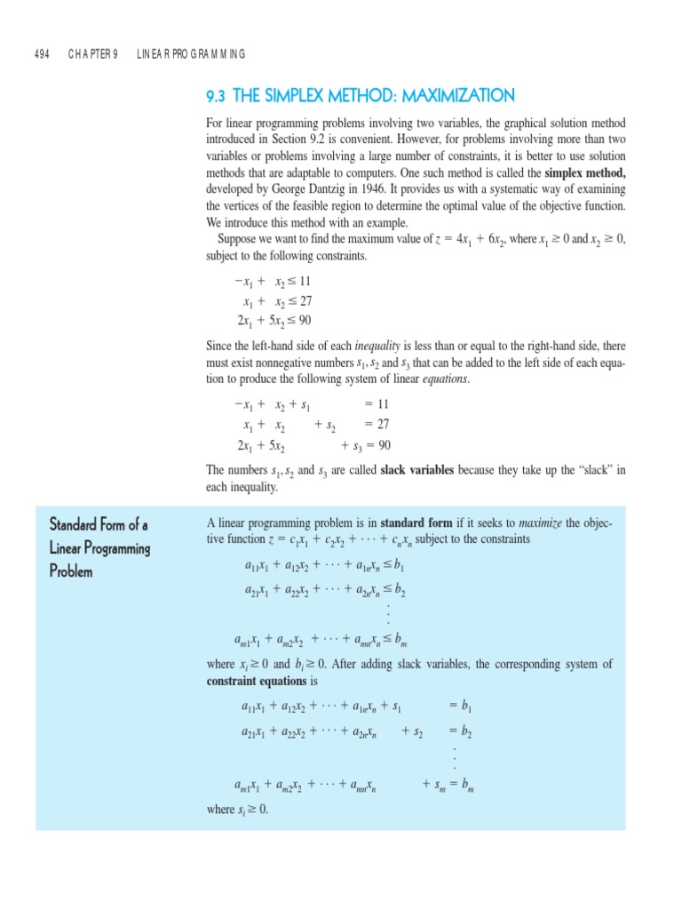 Simplex Method | PDF | Linear Programming | Applied Mathematics