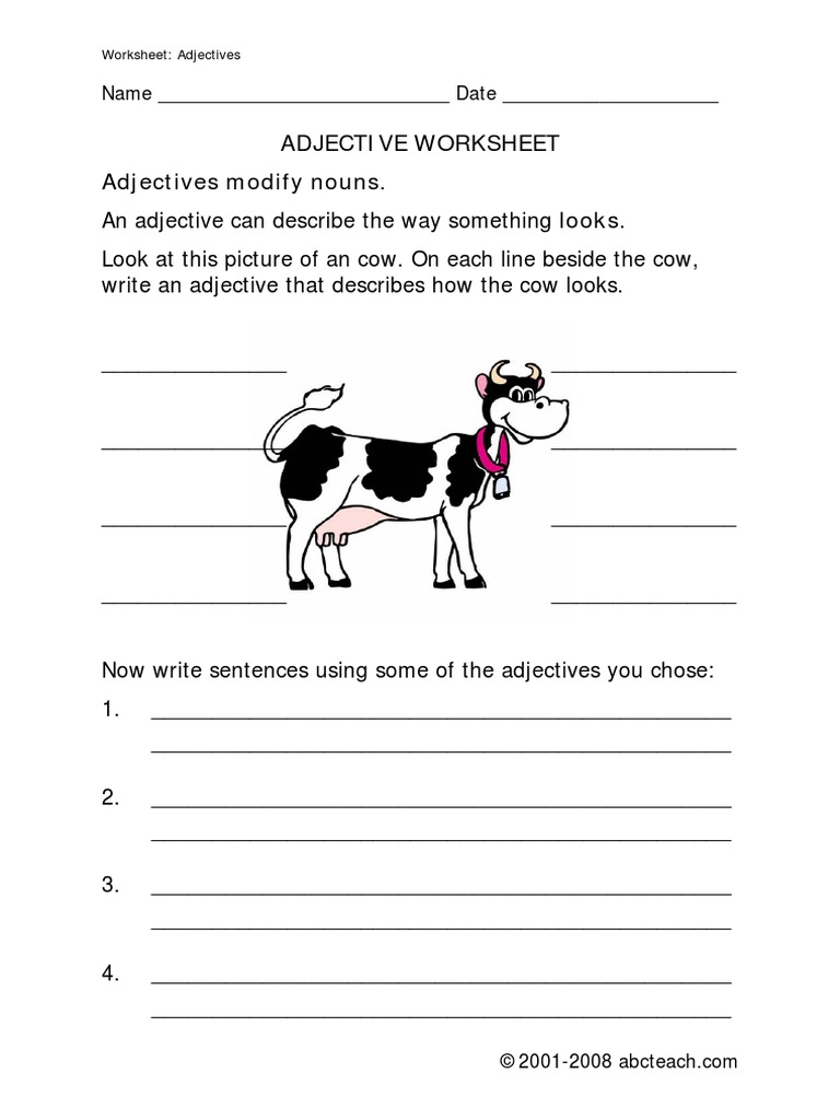 Worksheet Adjectives Describe | PDF