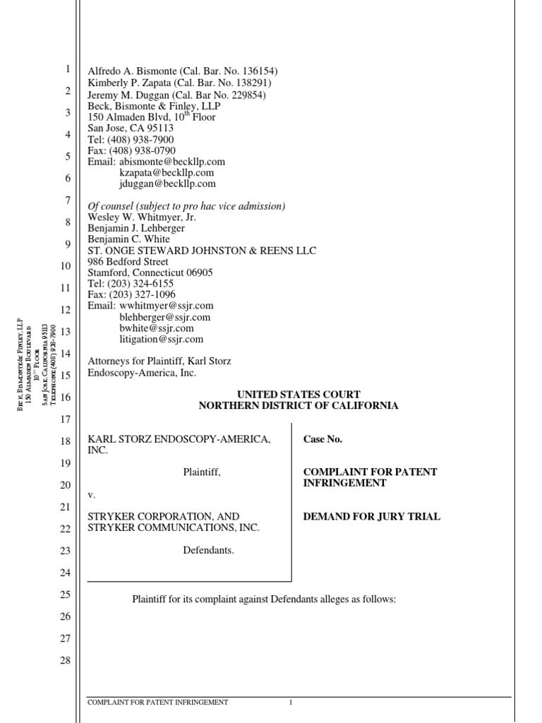 Karl Storz Endoscopy-America v. Stryker Et. Al. | PDF | Patent ...