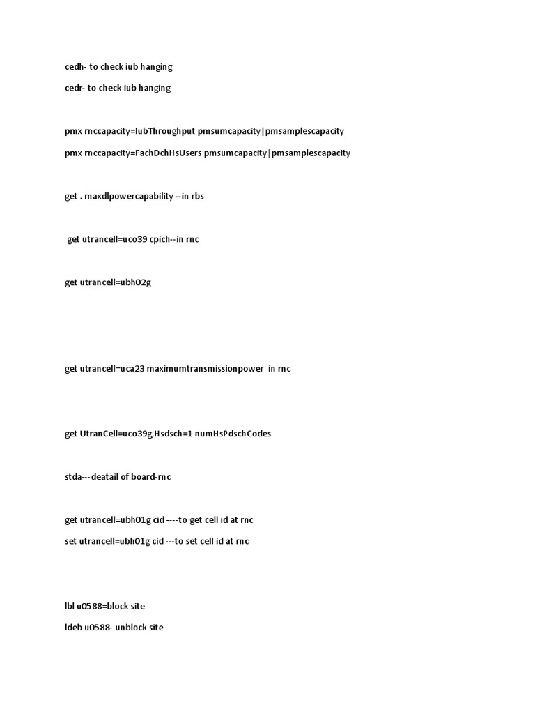 Ericsson MML Command Main RF | PDF | Radio Resource Management ...