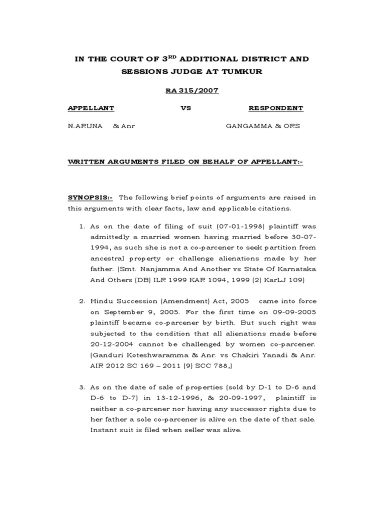 Written Arguments in Partition Suit On Behalf of Purchaser | Download Free PDF | Pleading | Lawsuit